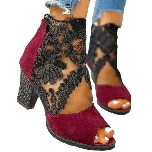 YASIRUN | Shoes | New Sheer Lace Detail Peeptoe Sandal | Poshmark